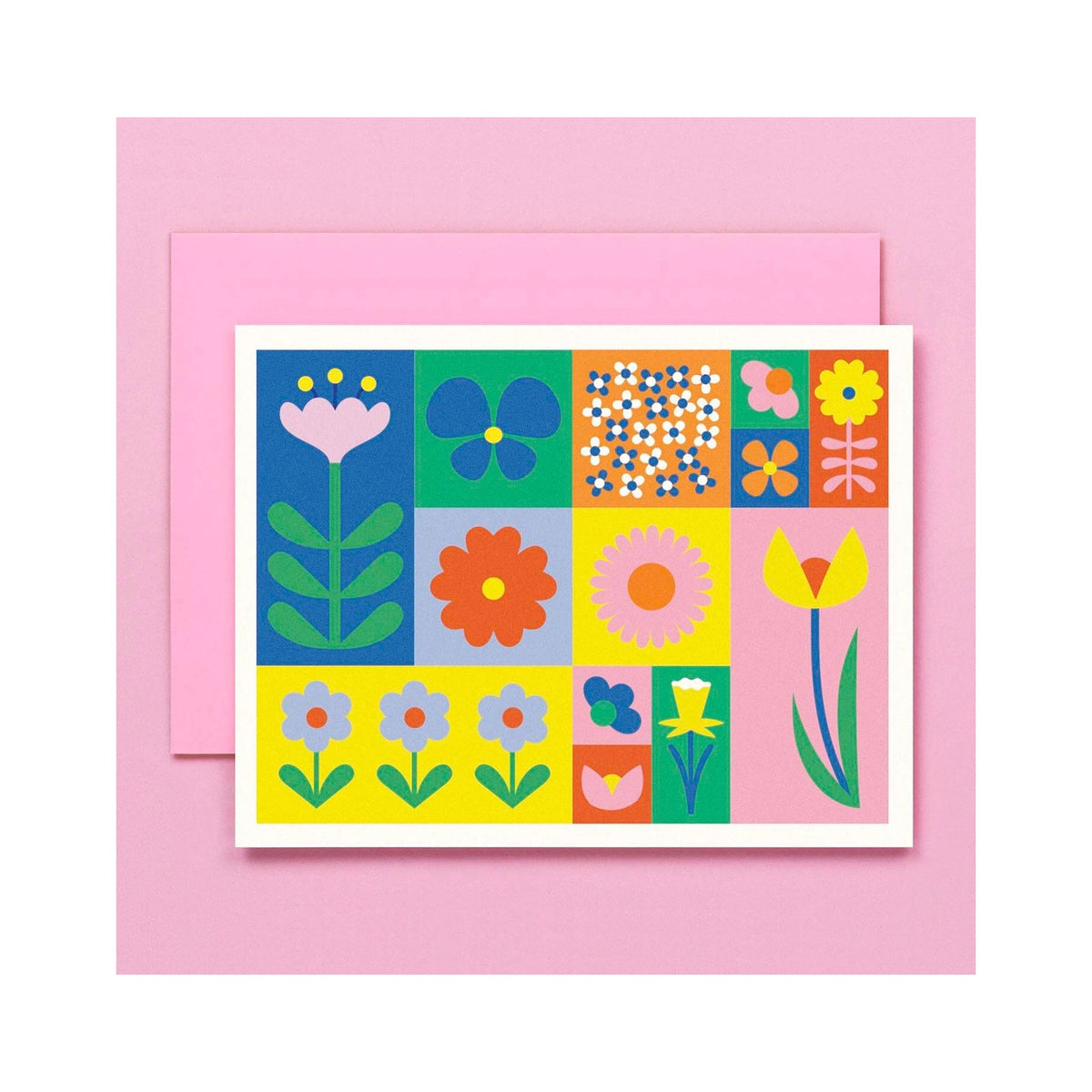 Flowerblock Colorblock Blank Card– Greentail Table